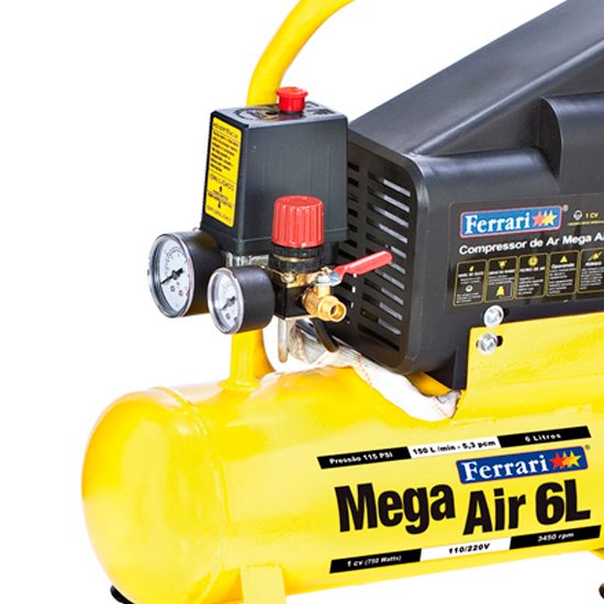 Compressor de Ar MEGA AIR CFA 5.5/6L com Kit – Ferrari – Comercial São ...